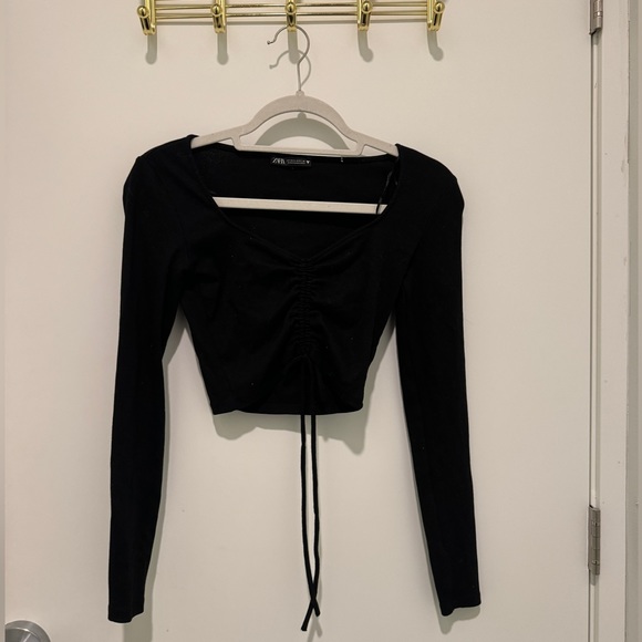 Zara | Tops | Zara Ruched Ribbed Top | Poshmark